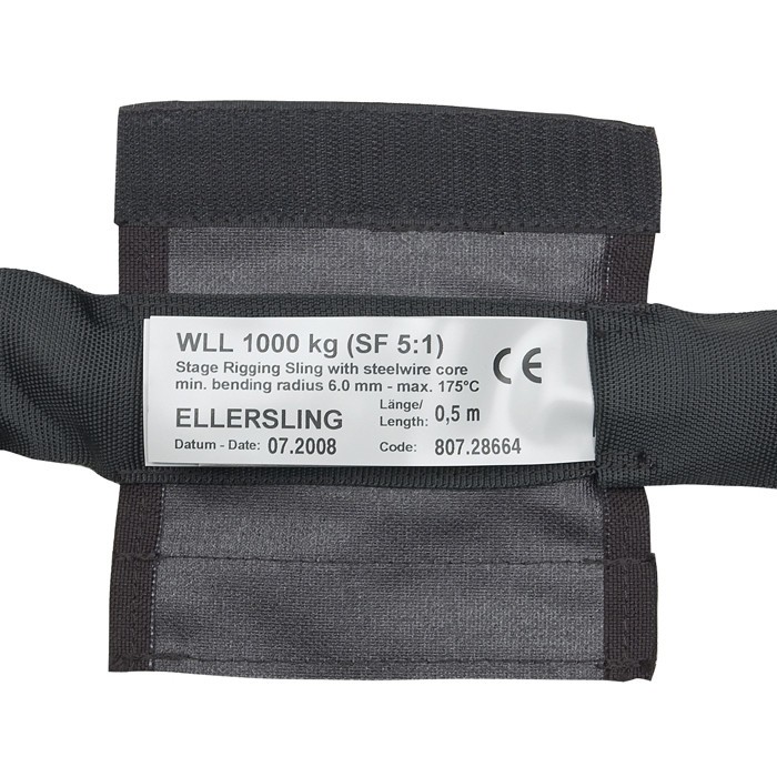 Eller Steel Sling 1 Ton WLL - Black, 0.5 m | Cinghie e funi